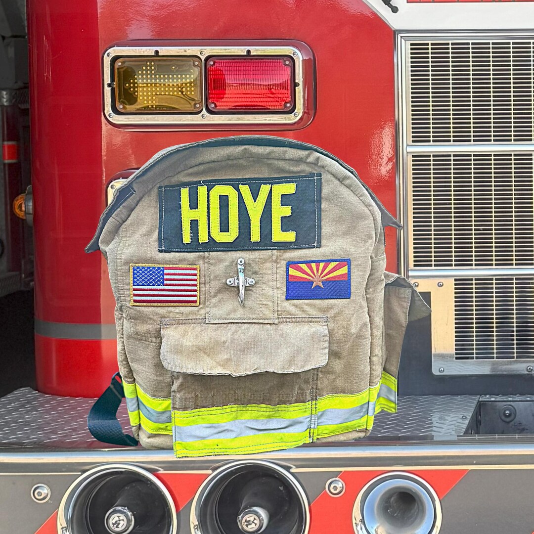 Spacious Personalized Firefighter Gift Bag Custom Upcycled Fire Hose ...