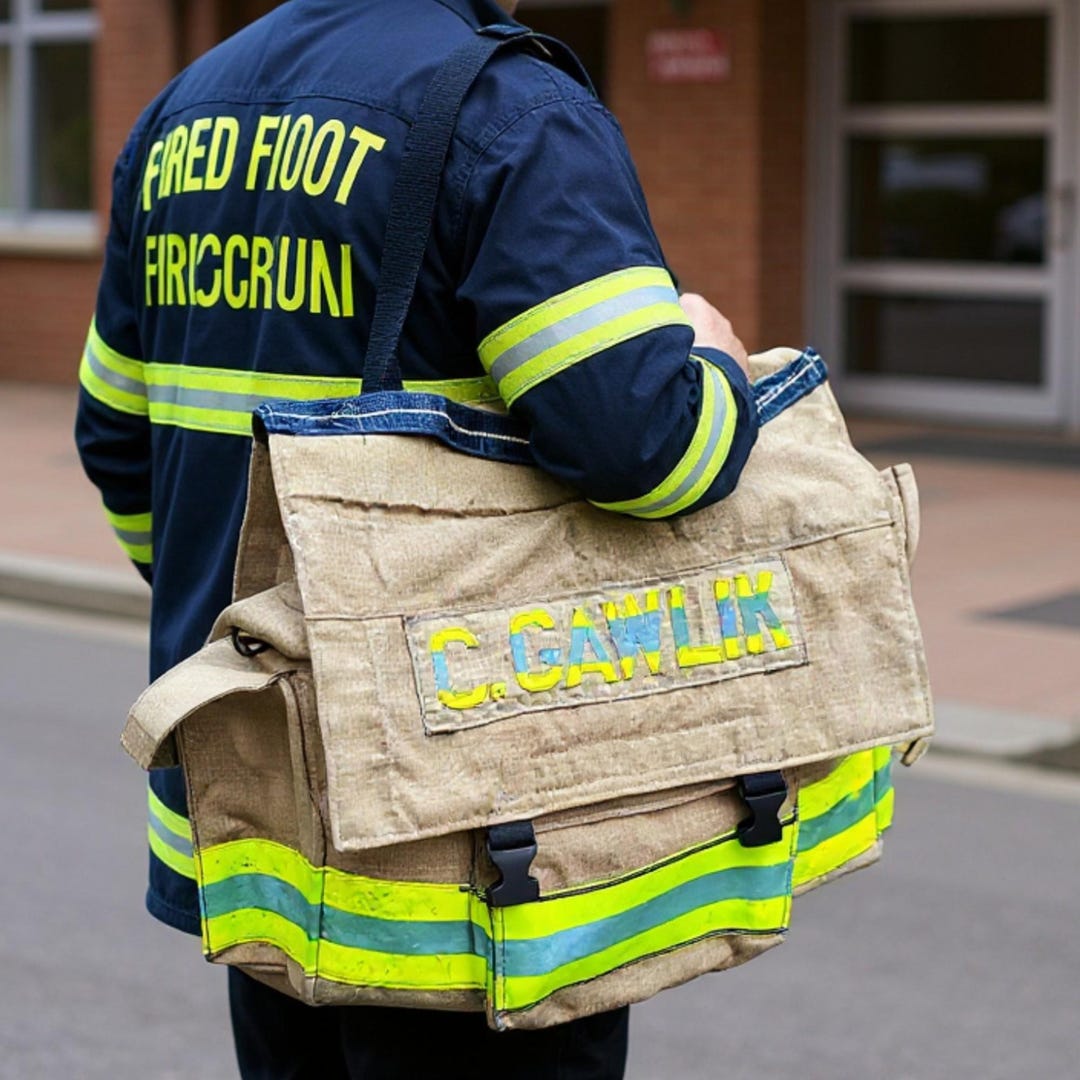 Recycled Firefighter Gear Work Gift Bag First Responder Durable Commute ...