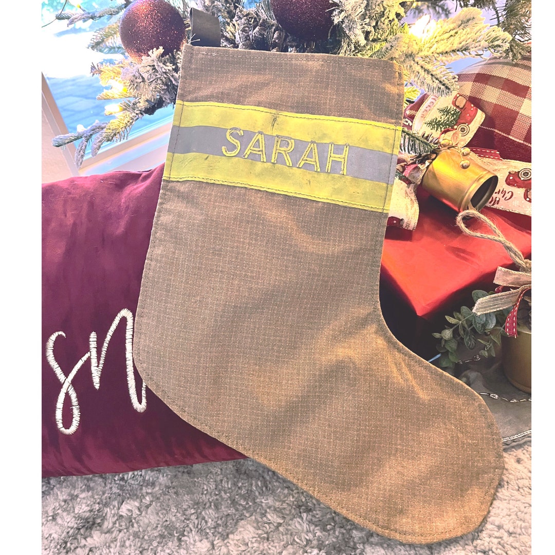 Christmas Firefighter Stocking Holiday Tree Decoration Turnout Boot for ...