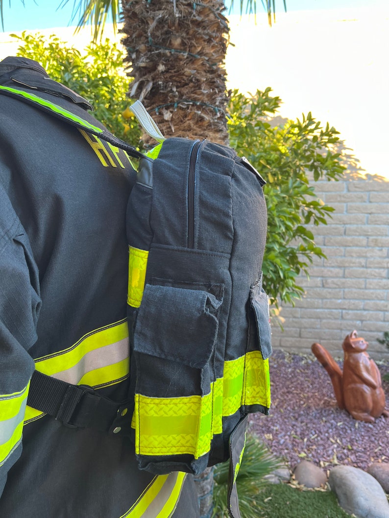 Recycled Backpack for First Responders Black Bag From Your Own Turnouts ...