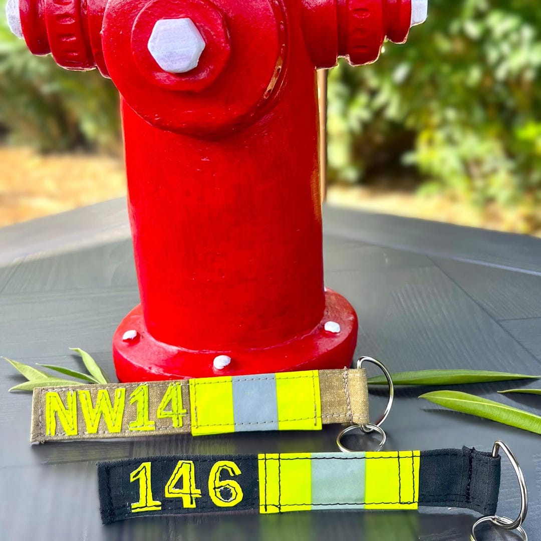 Firefighter Reflective Turnout Gear Key Ring Handmade Recycled Fire ...