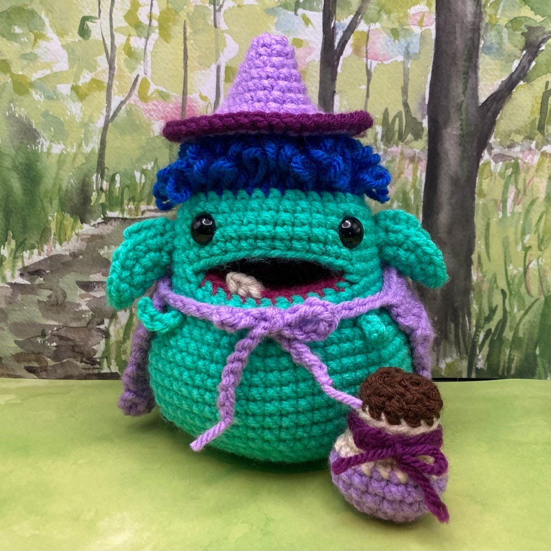 Gorb the Goblin, a Crochet Plush Goblin With a Magic Potion, Pointy Hat ...