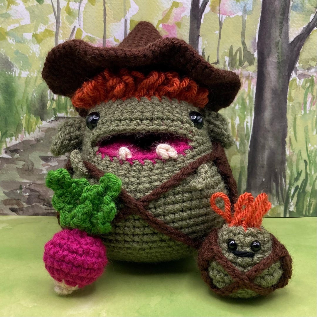 Tank the Goblin and His Son Timmy, a Crochet Plush Goblin With a Radish ...