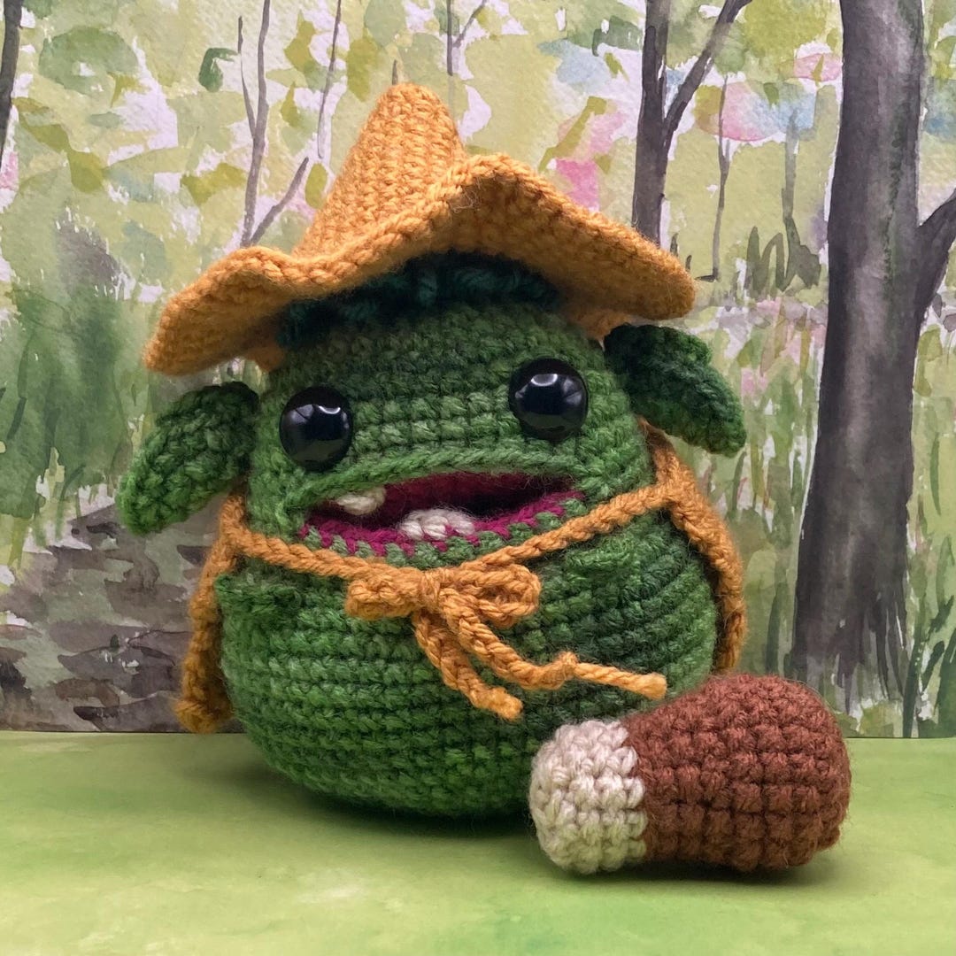 Marshal the Goblin, a Crochet Plush Goblin With a Chicken Leg and ...