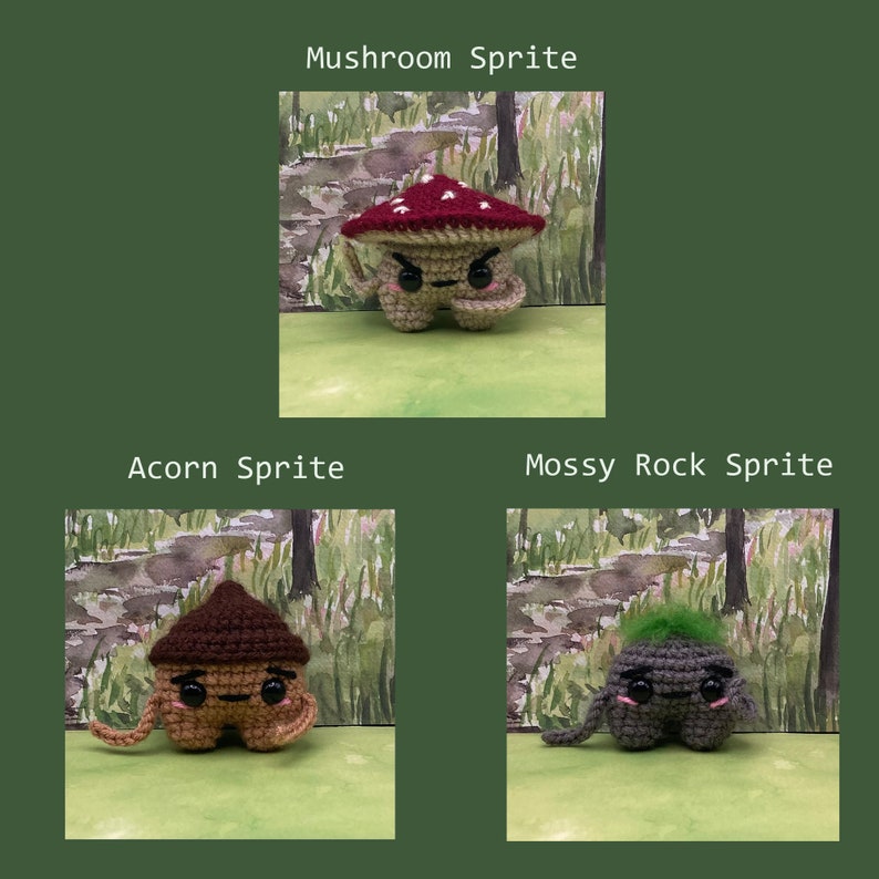 Forest Sprite 3 in 1 Crochet Pattern Mushroom Sprite, Acorn Sprite and ...