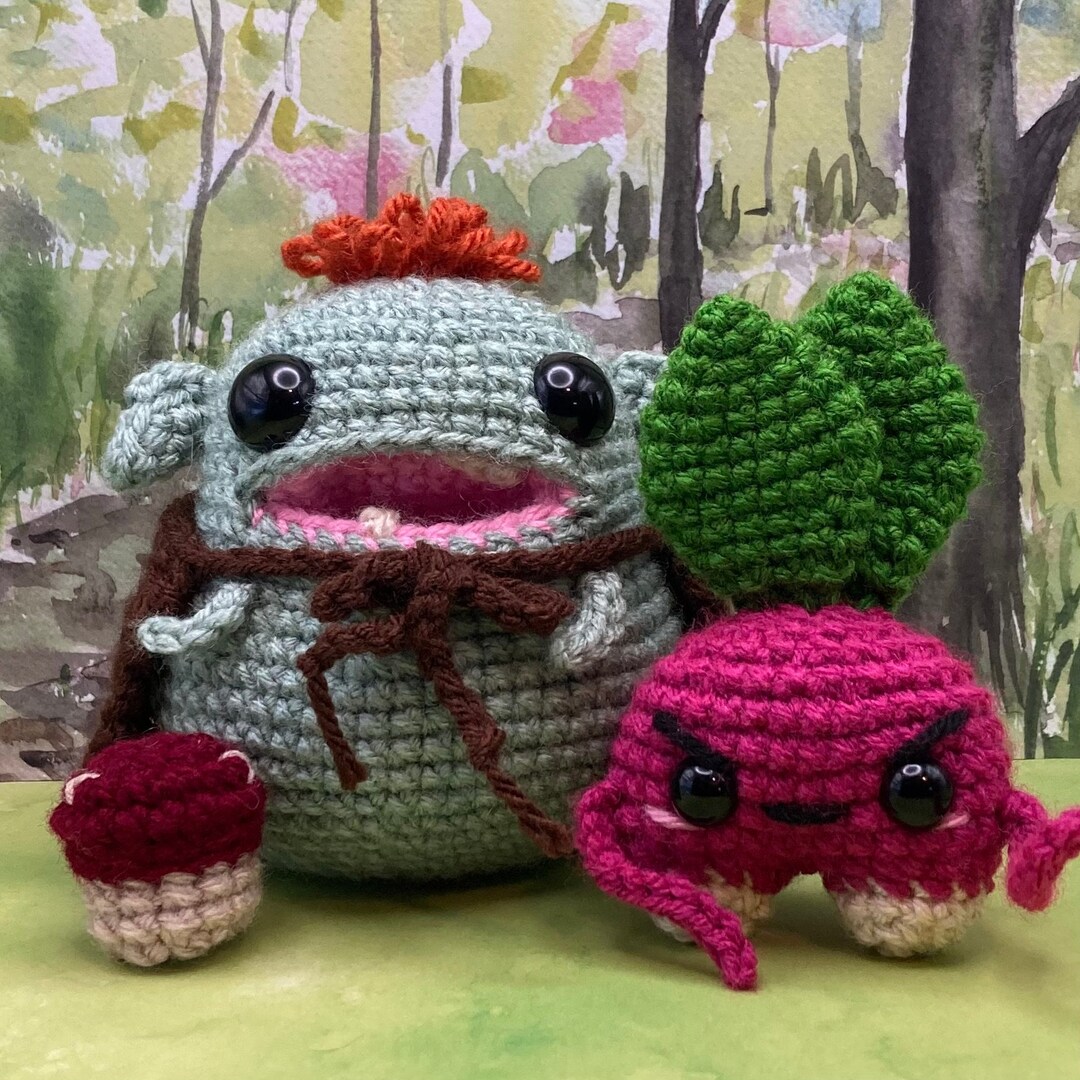 Sam the Goblin and the Radish Sprite, a Crochet Plush Goblin With a ...