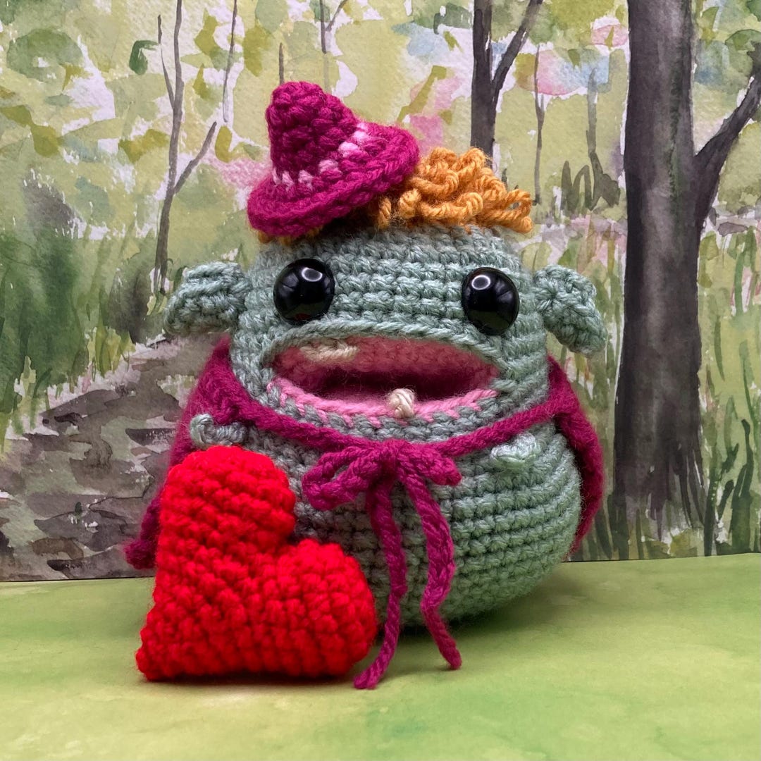 Vale the Goblin, Crochet Plush Goblin With a Big Heart, Wings and a ...