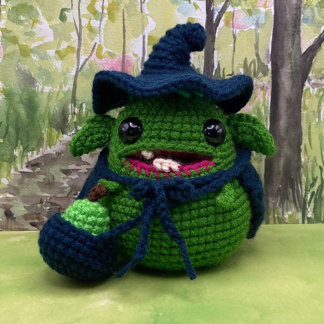 Eugene the Goblin, a Crochet Plush Goblin With a Pear, Snack Satchel ...