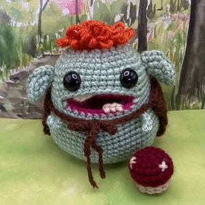 Ginger Goblin Crochet Plush Goblin With a Mushroom and - Etsy