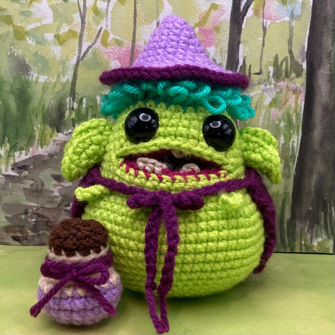 Chaz the Goblin, a Crochet Plush Goblin With a Magic Potion, Pointy Hat ...