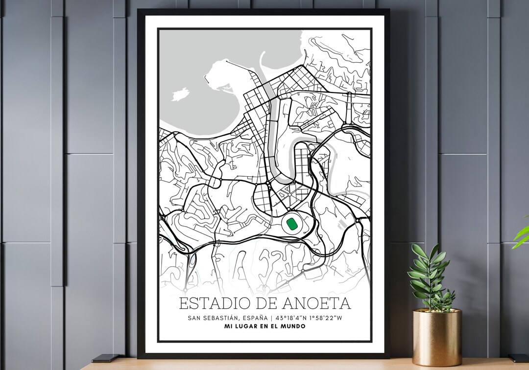 Anoeta Stadium Map, Real Sociedad, Football Stadium Poster, Printable ...