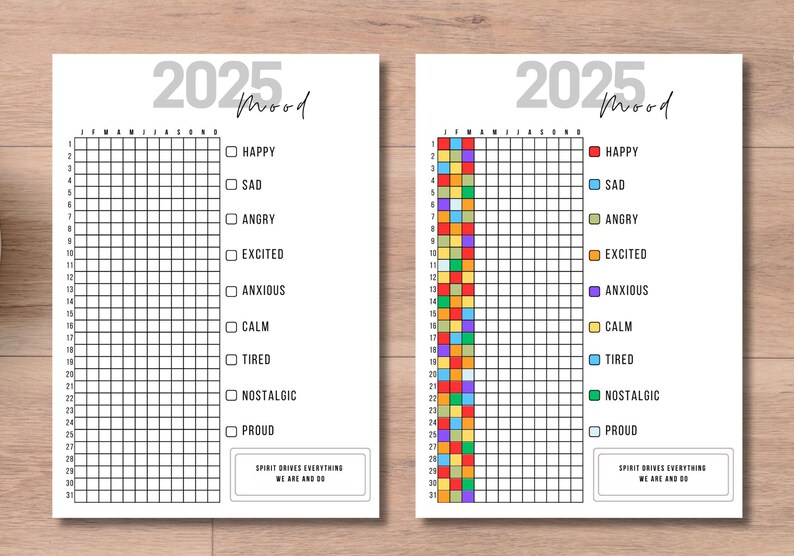 Mood in Pixels, Printable Journal Page, Printable Planner, 12 Month ...