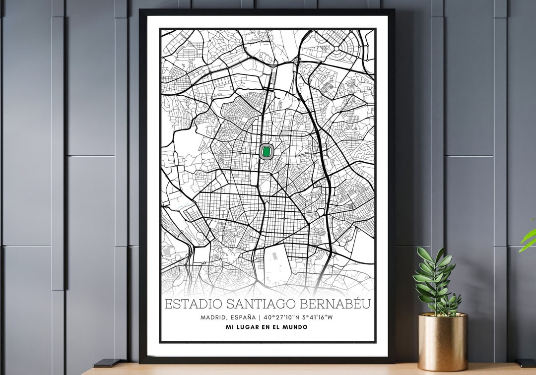 Santiago Bernabéu Map Poster, Real Madrid Print, Football Stadium ...