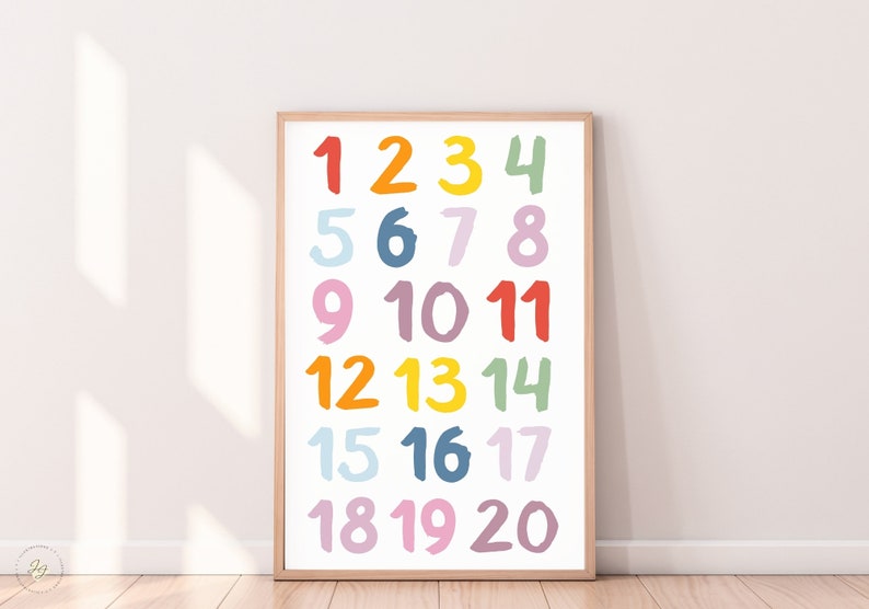 Numbers 1 to 20, Numbers Poster for Kids, Educational Poster, Digital ...