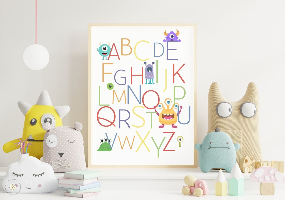 ABC Monster , Children's Alphabet, Children's Art, ABC Printable Wall ...