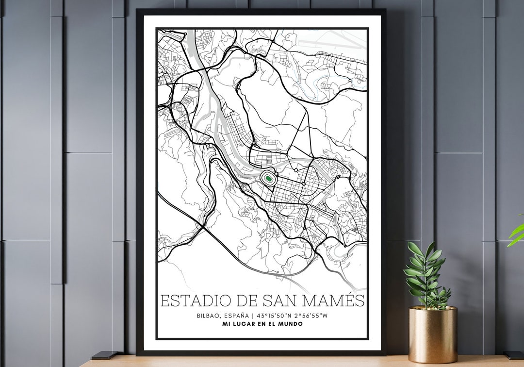 San Mamés Stadium Map, Athletic Club De Bilbao, Football Stadium Poster ...