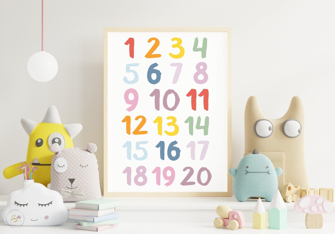 Numbers 1 to 20, Numbers Poster for Kids, Educational Poster, Digital ...