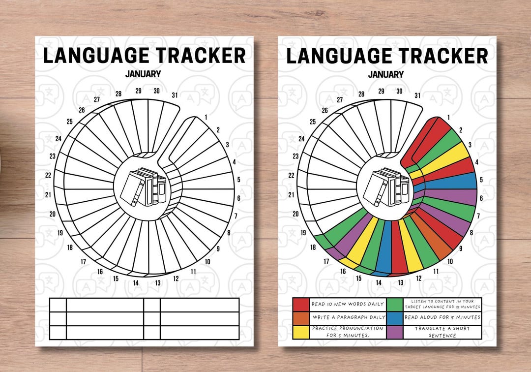Language Tracker, Printable Journal Page, 30 Day Challenge, Printable ...