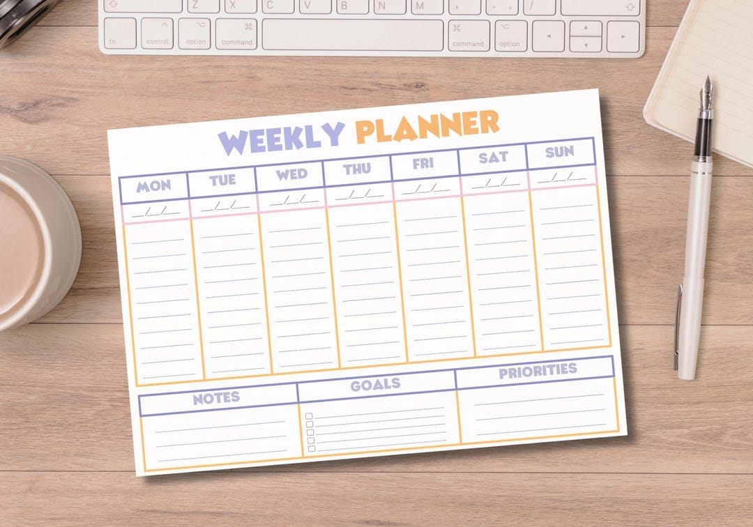 Weekly Planner, Printable, A5, A4, PDF, Digital, To-do List, Instant ...
