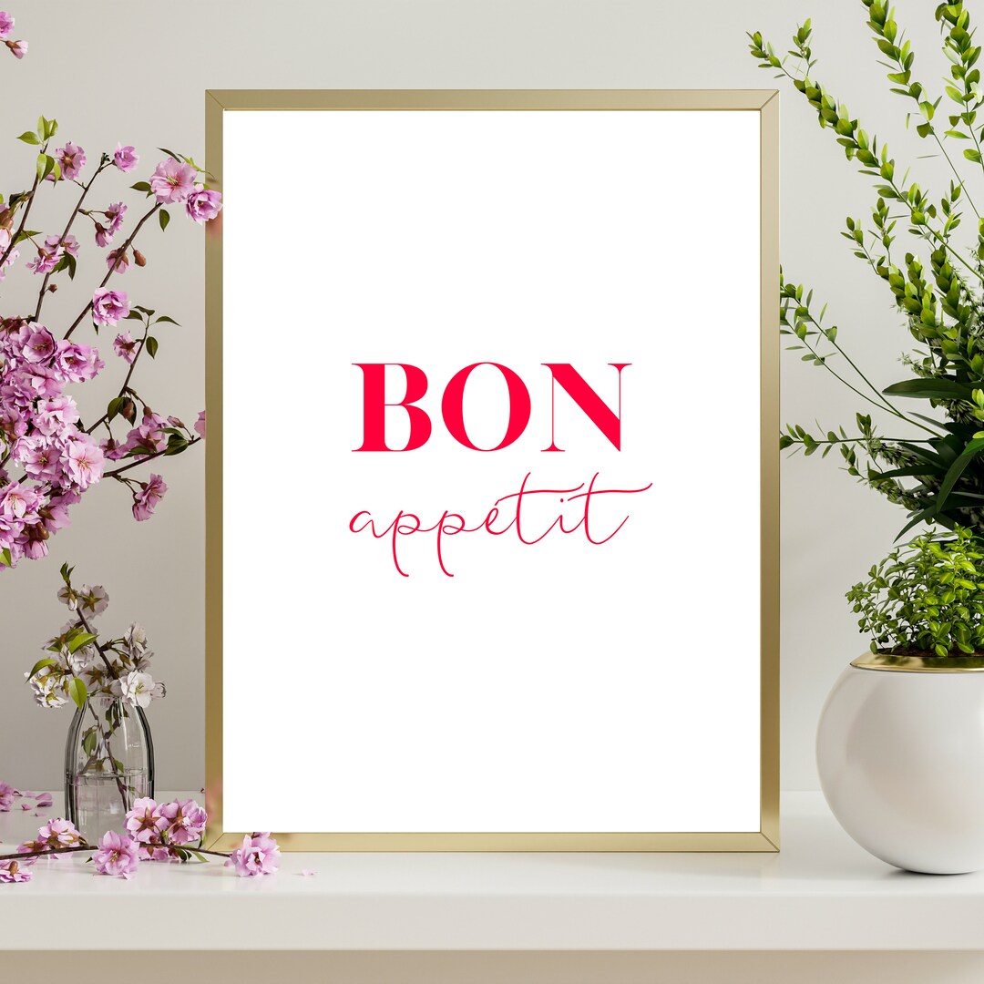 Bon Appétit Red Font Printable Wall Art – Elegant Minimalist Kitchen ...