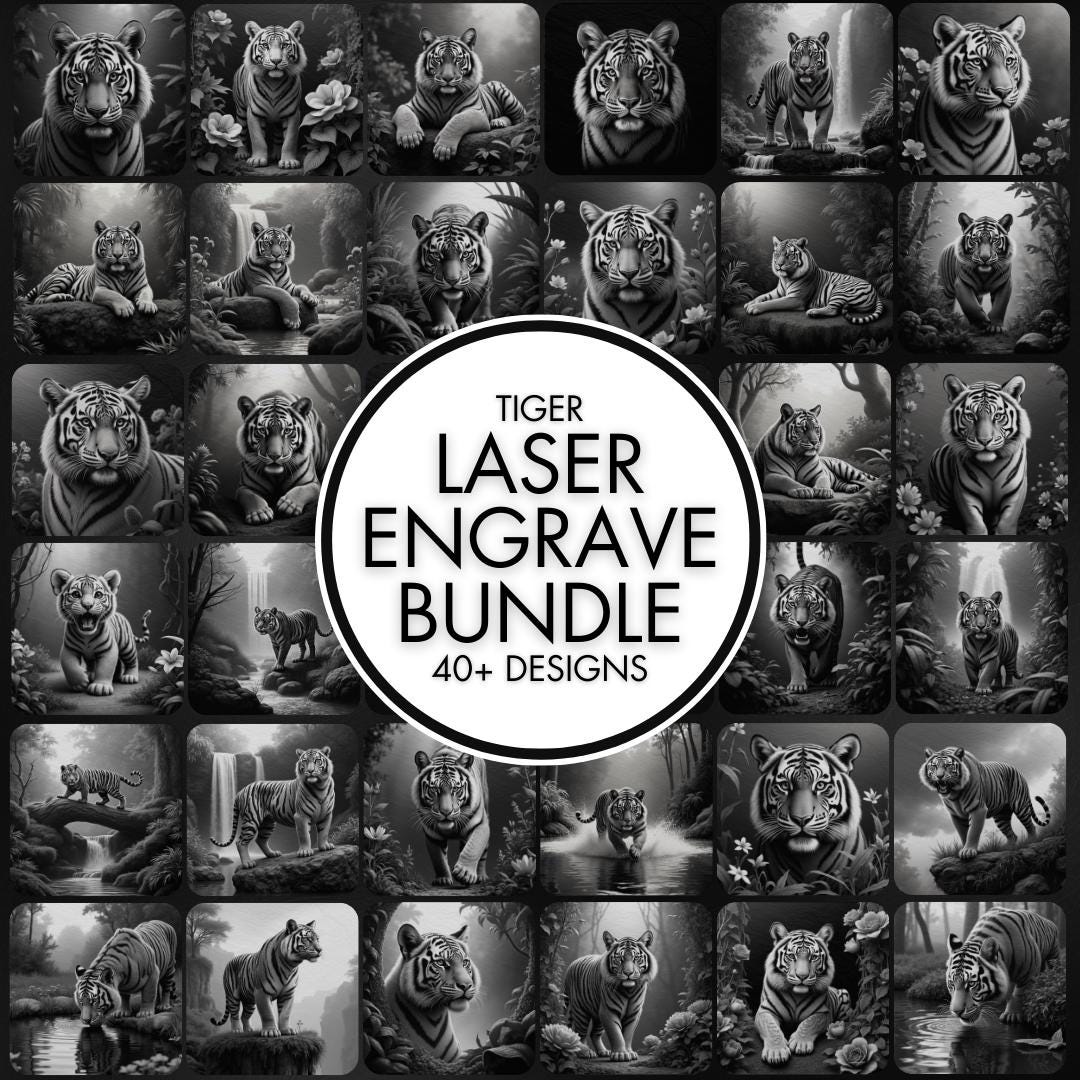 40+ Tiger Laser Engraving PNG Files for Slate Coaster, Entire Shop Sale ...