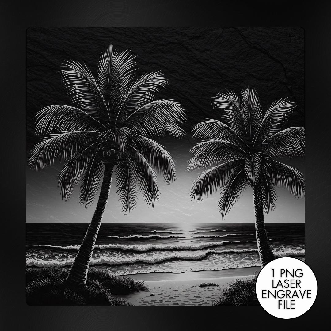Beach Palm Trees Laser Engraving PNG, Slate Engraving PNG, Laser ...