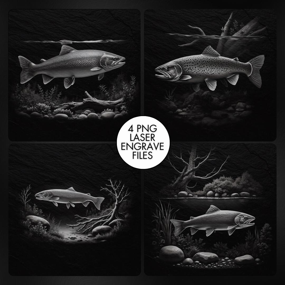 4 Trout Laser Engraving PNG, Slate Engraving PNG, Laser Burning, Laser ...