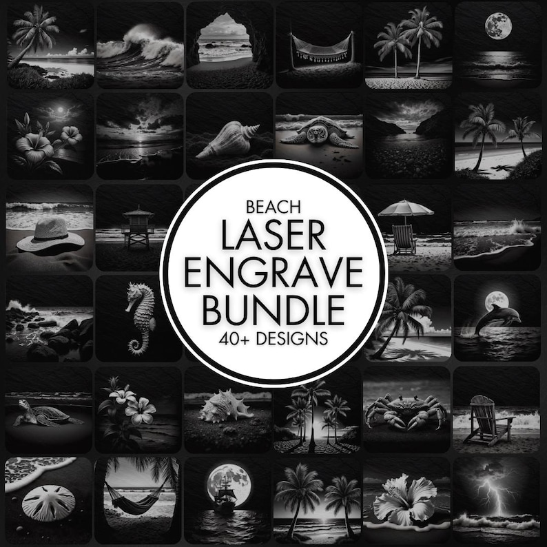 40+ Beach Laser Engraving PNG Files for Slate Coaster, Entire Shop Sale ...