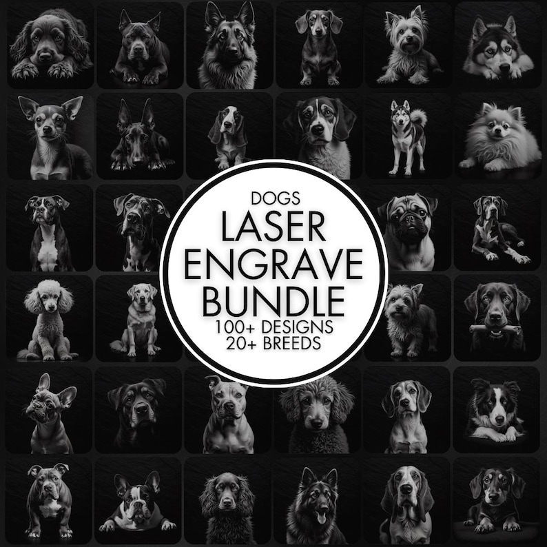 100+ Dog Laser Engraving PNG Files for Slate Coasters, Entire Shop Sale ...