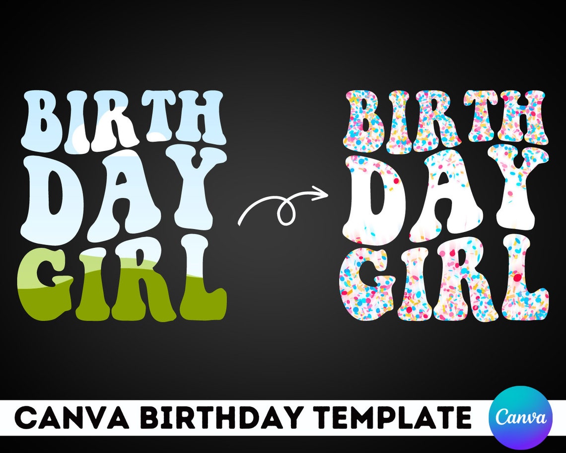 Canva Birthday Girl Template, Editable Birthday Template, Canva ...