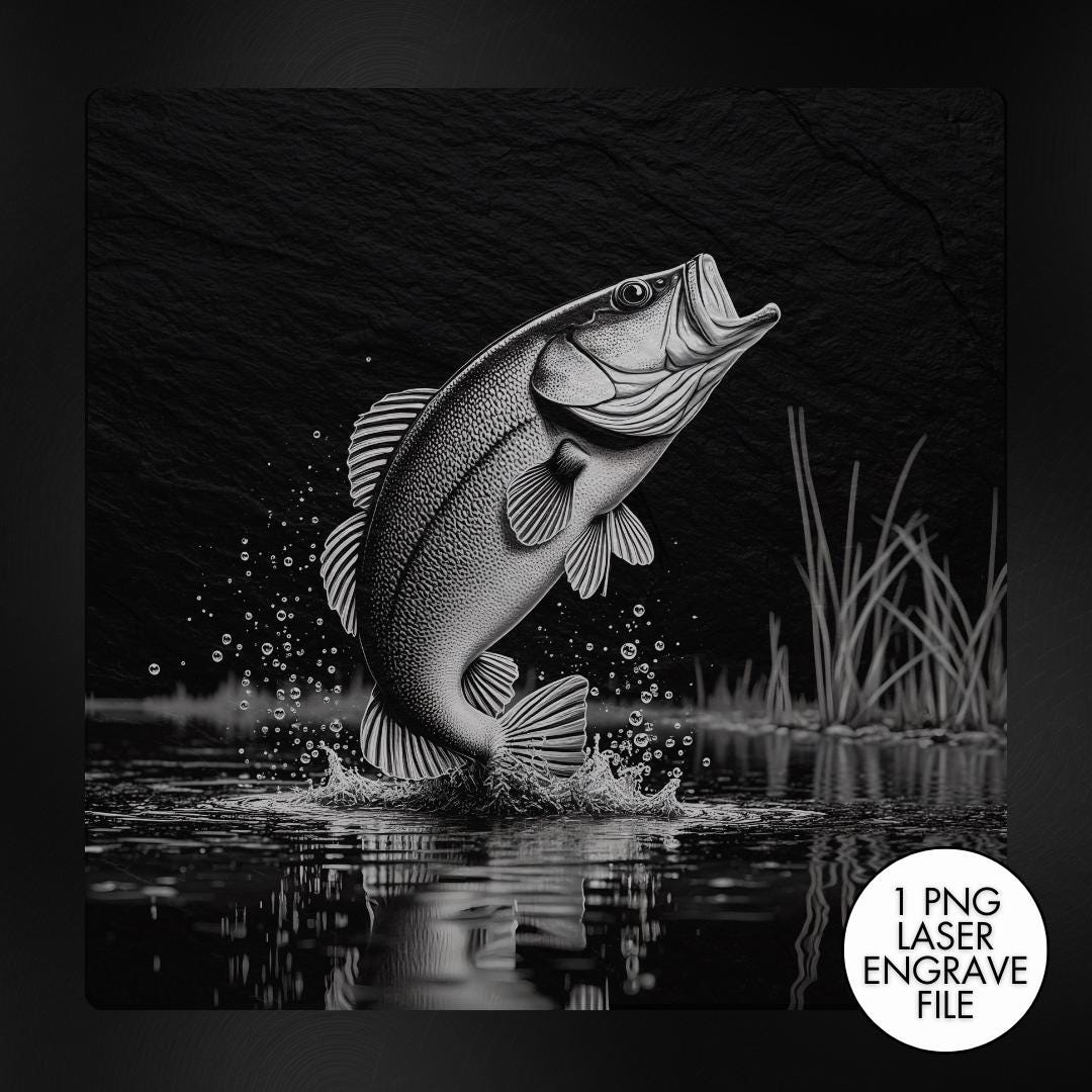 Bass Fishing Laser Engraving PNG, Slate Engraving PNG, Laser Burning ...