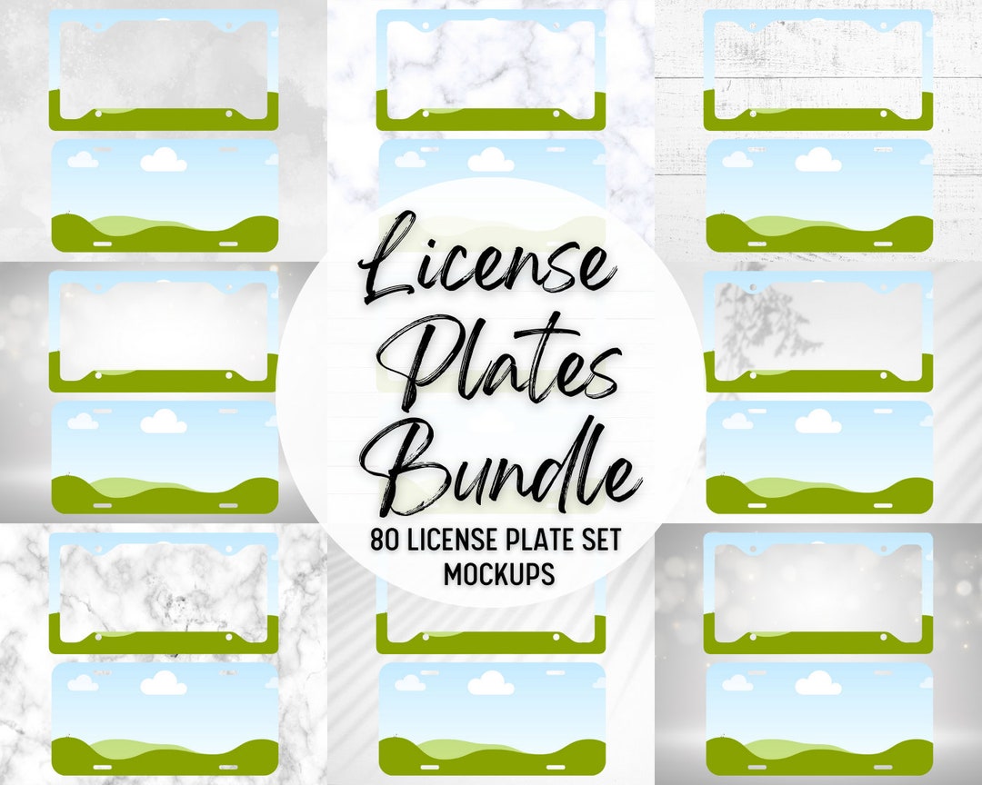80 License Plate Mock Ups, Mock up for Canva, License Tag Mock Up, License Plate Set Mock Up ...