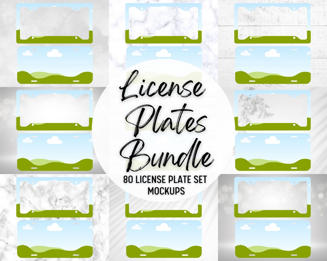 80 License Plate Mock Ups, Mock up for Canva, License Tag Mock Up ...