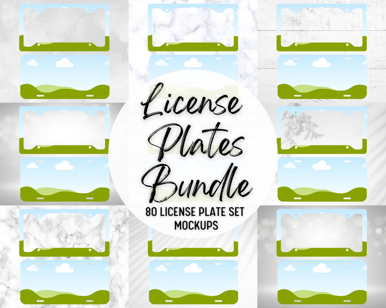 80 License Plate Mock Ups, Mock up for Canva, License Tag Mock Up ...
