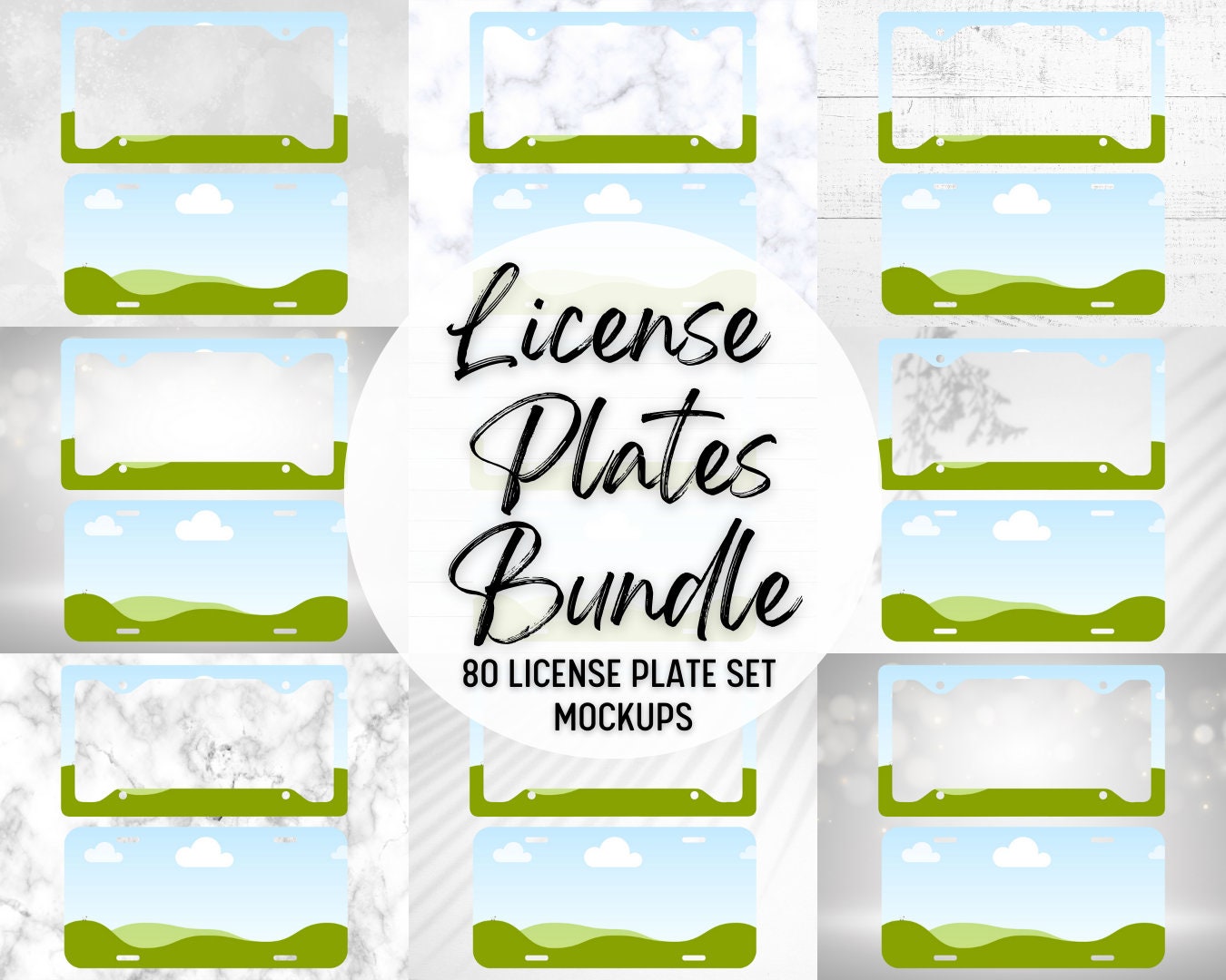 80 License Plate Mock Ups, Mock up for Canva, License Tag Mock Up ...