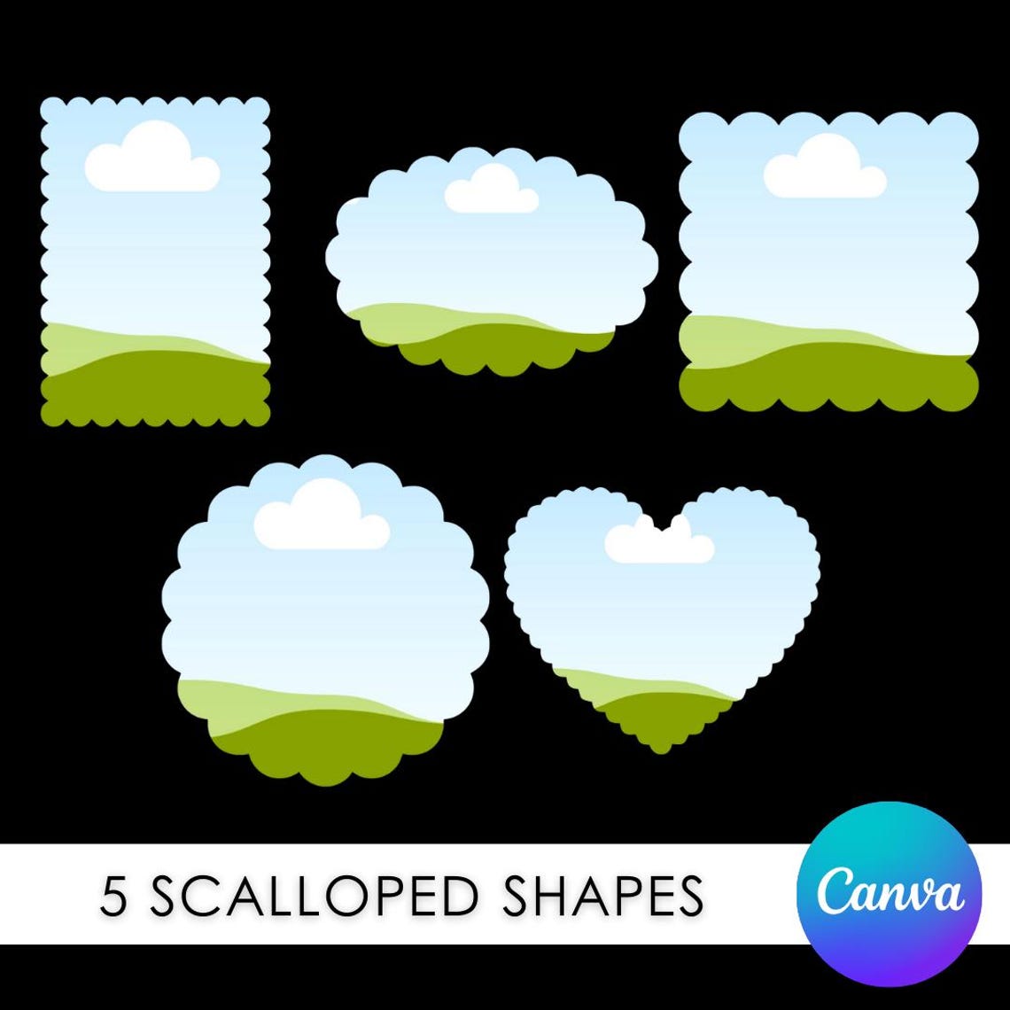 Canva Scalloped Shapes Templates, Editable Shape Template, Canva ...