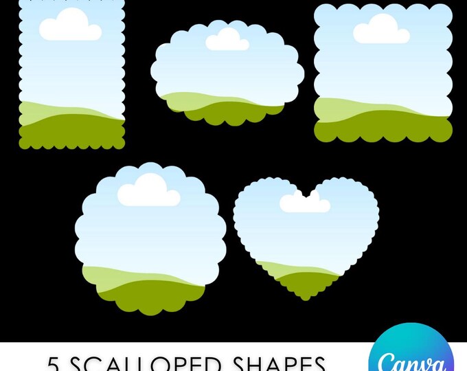 Canva Scalloped Shapes Templates, Editable Shape Template, Canva ...