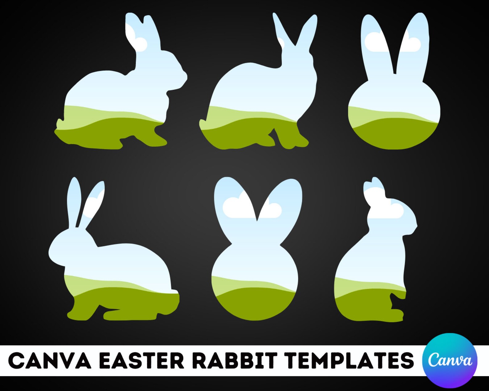 Canva Easter Rabbits Template, Editable Easter Template, Canva Template ...