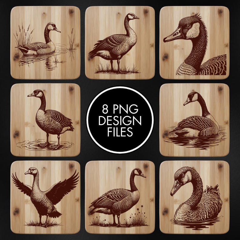 8 Goose Cutting Board PNG SVG Files, Laser Engraving Files, Laser ...