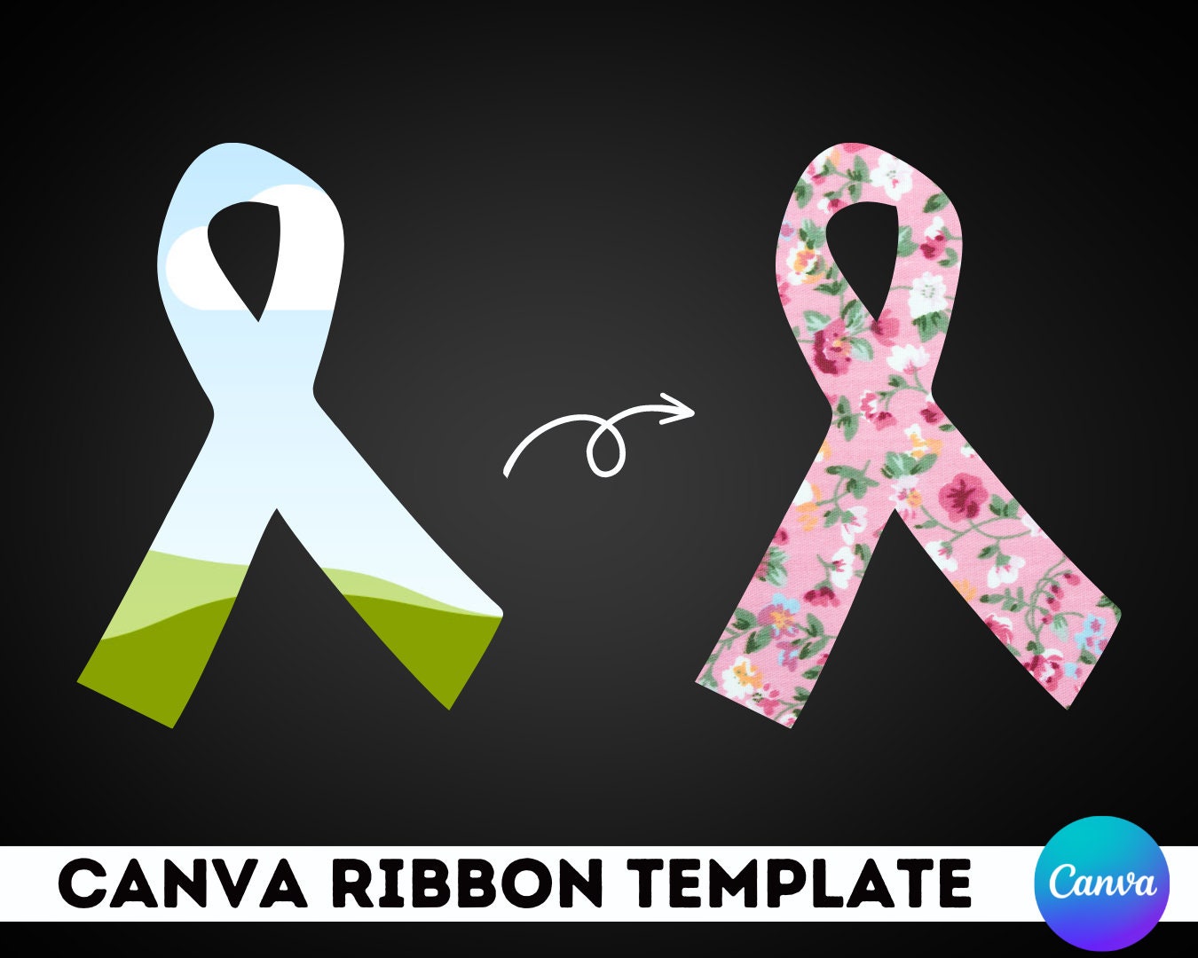 Canva Cancer Ribbon Template, Editable Ribbon Template, Canva Template ...