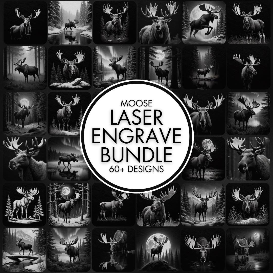 60+ Moose Laser Engraving PNG Files for Slate Coaster, Entire Shop Sale ...