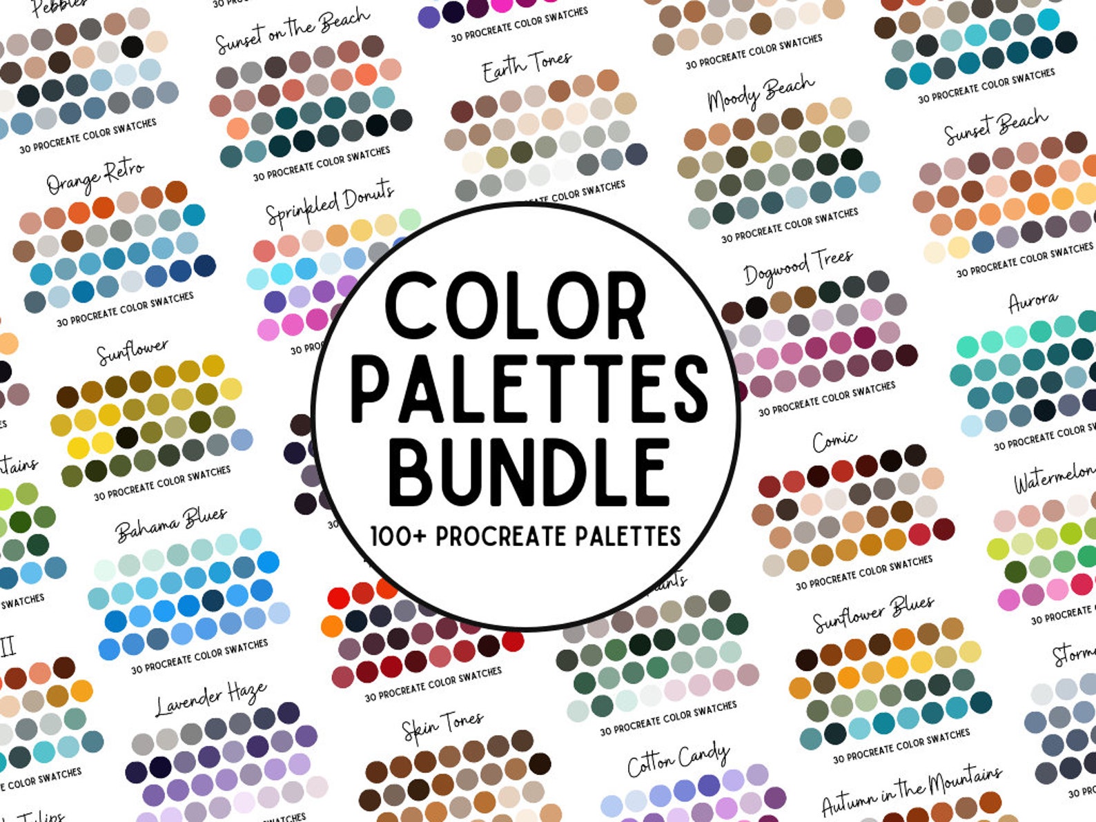 Procreate Color Palette Bundle 100 Procreate Swatches Palette For Procreate Color Palettes