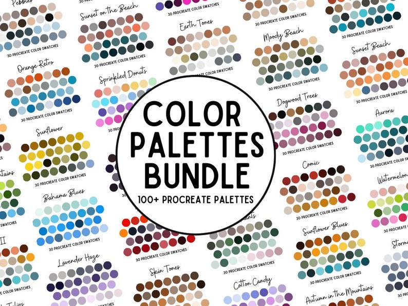 Procreate Color Palette Bundle, 100 Procreate Swatches, Palette for ...