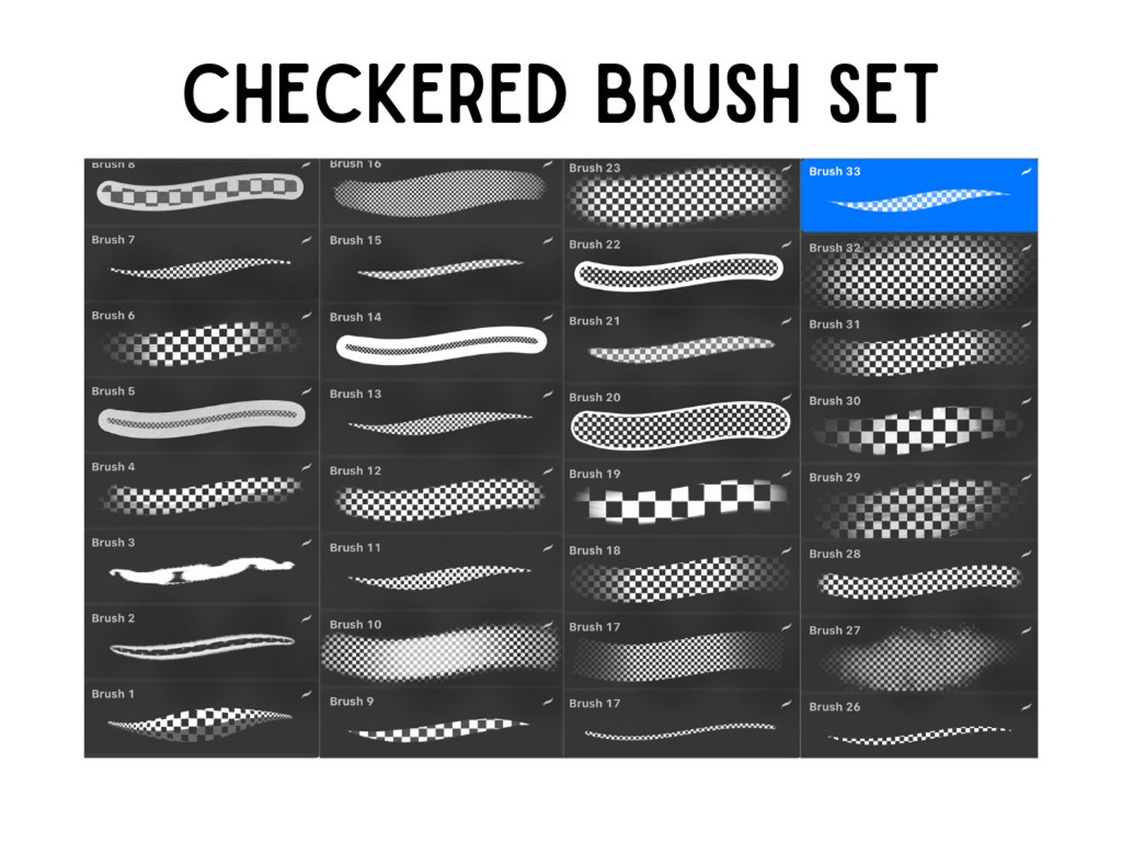 30 Checkered Procreate Brushset, Checker Brush, Procreate Checkered Brush, Digital Download ...