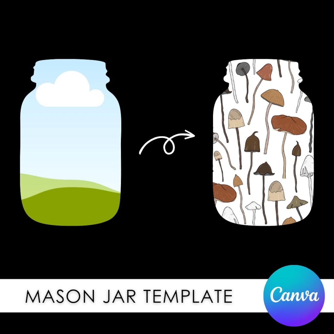 Canva Mason Jar Template, Editable Mason Jar Template, Canva Template ...