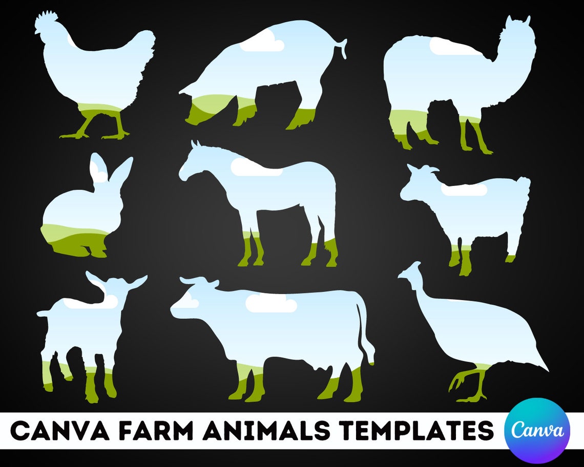 Canva Farm Animals Template, Editable Animals Template, Canva Template ...