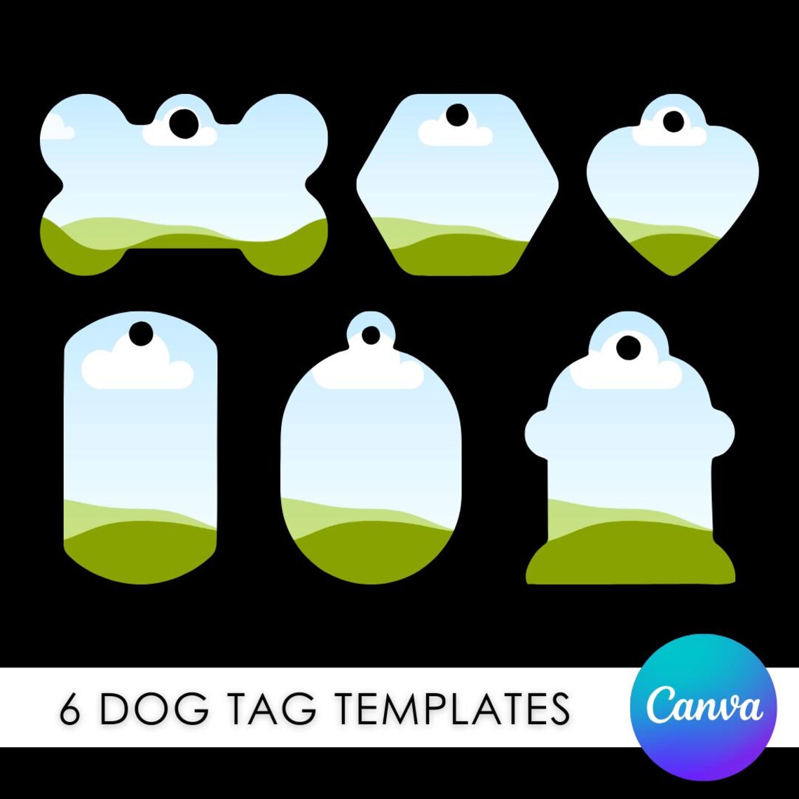 Canva Dog Tag Templates, Editable Dog Tag Template, Canva Template ...