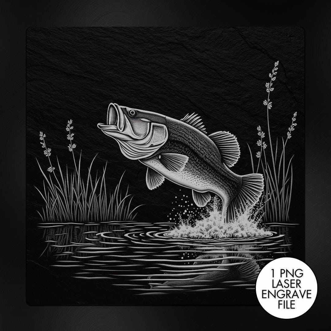 Bass Fishing Laser Engraving PNG, Slate Engraving PNG, Laser Burning ...