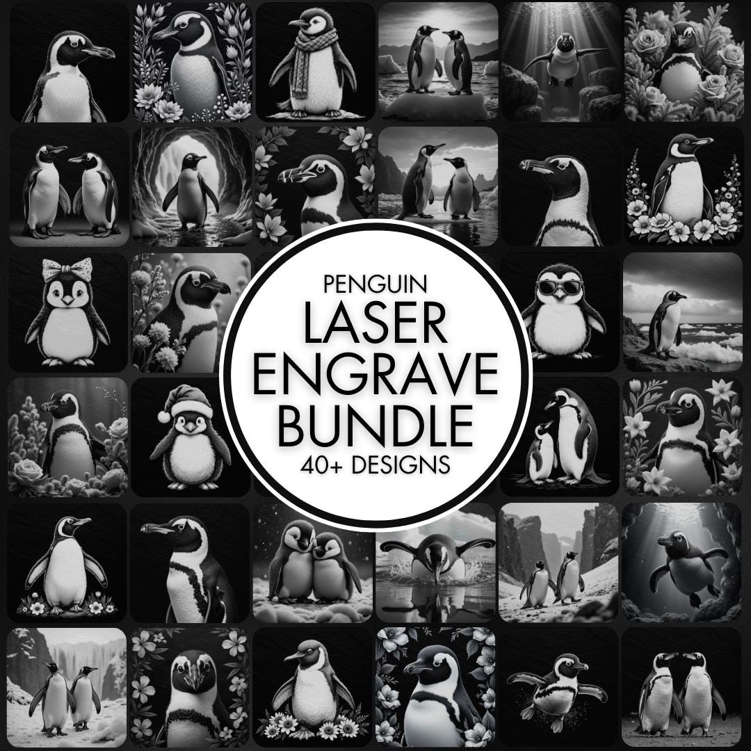 40+ Penguin Laser Engraving PNG Files for Slate Coaster, Entire Shop ...