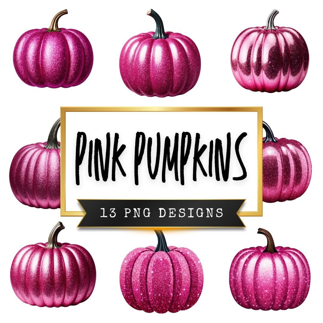 13 Pink Glitter Pumpkins Clipart Png, Pumpkin Png, Halloween Png ...